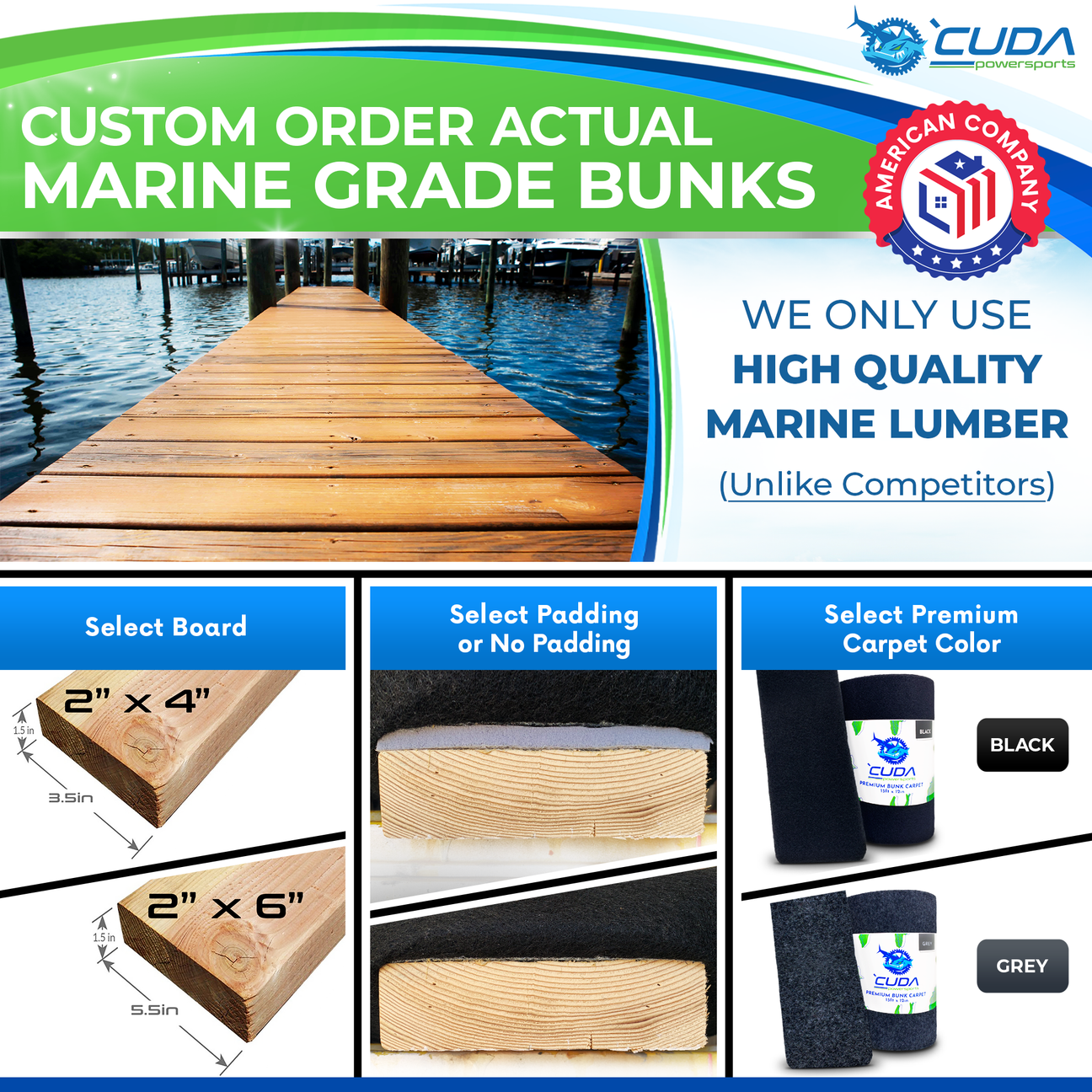 Boat Trailer Bunk Boards (Wood & Composite) | ’Cuda Powersports – 'Cuda ...