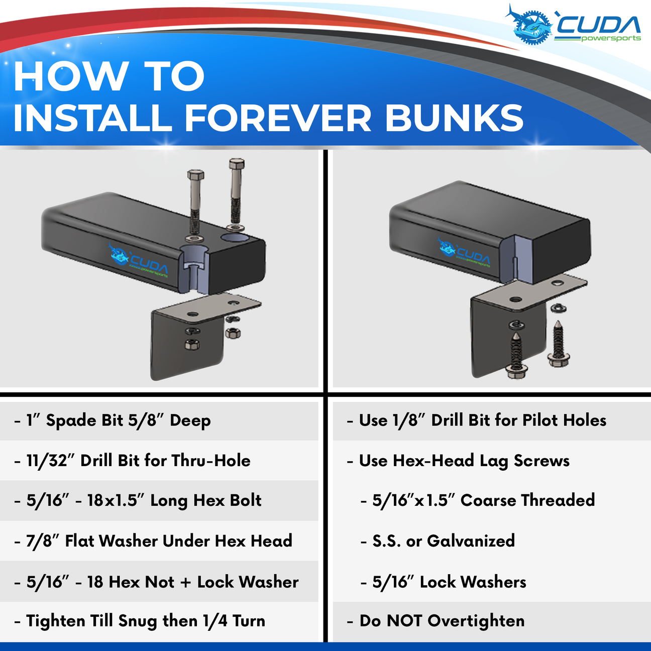Black FOREVER Bunk Boards - 2X6 - 20 Yr Warranty – 'Cuda Powersports